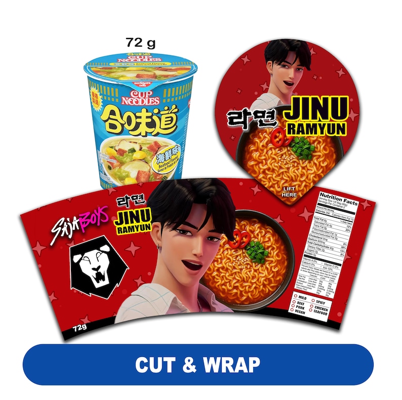 Kpop Demon Hunters Saja Boys Ramen Cup Labels and Lids, Kpop Noodle ...