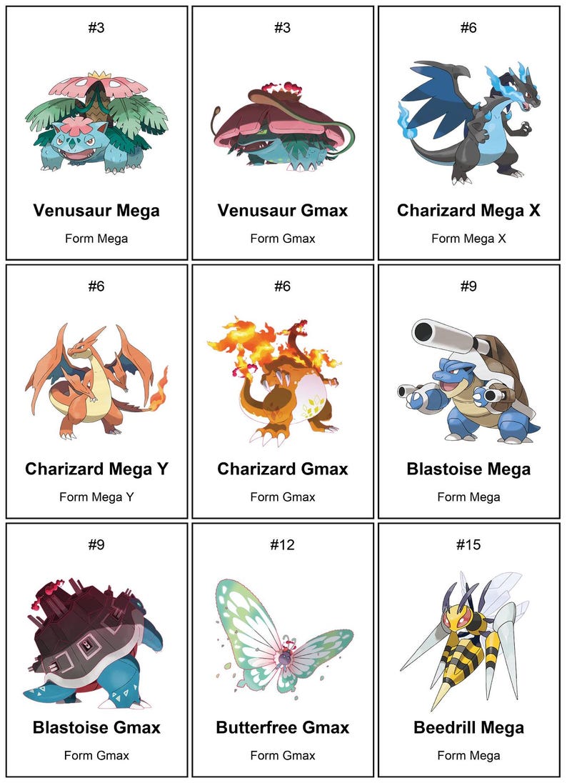 Pokémon National Pokédex Add-on: Regional Forms & Evolutions Printable ...