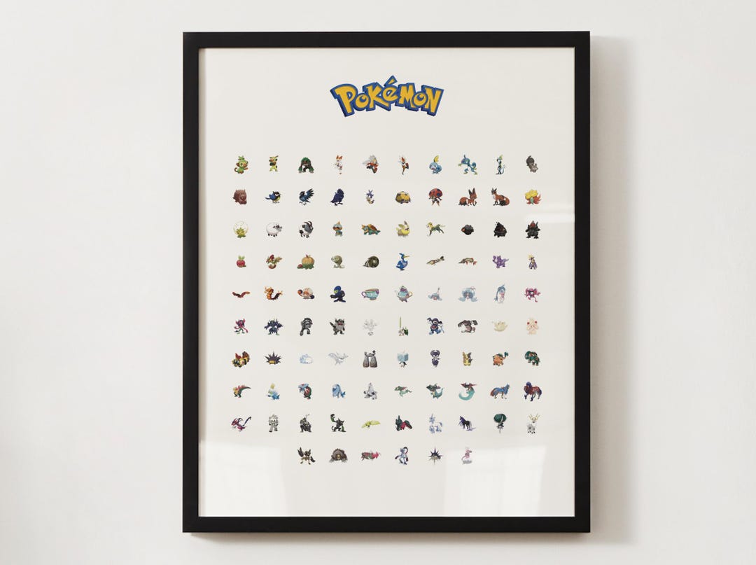 Pokemon Gen 8 Pokedex Poster, Galar Wall Art, Kids Bedroom Decor ...