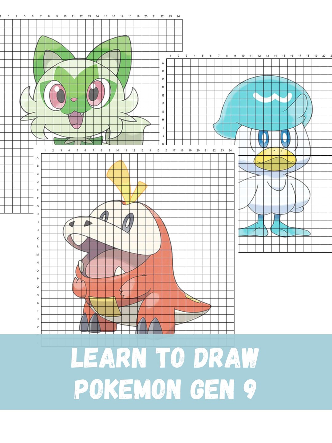 Pokémon Drawing Grid Workbook Gen 9, Learn to Draw Paldea Pokémon ...