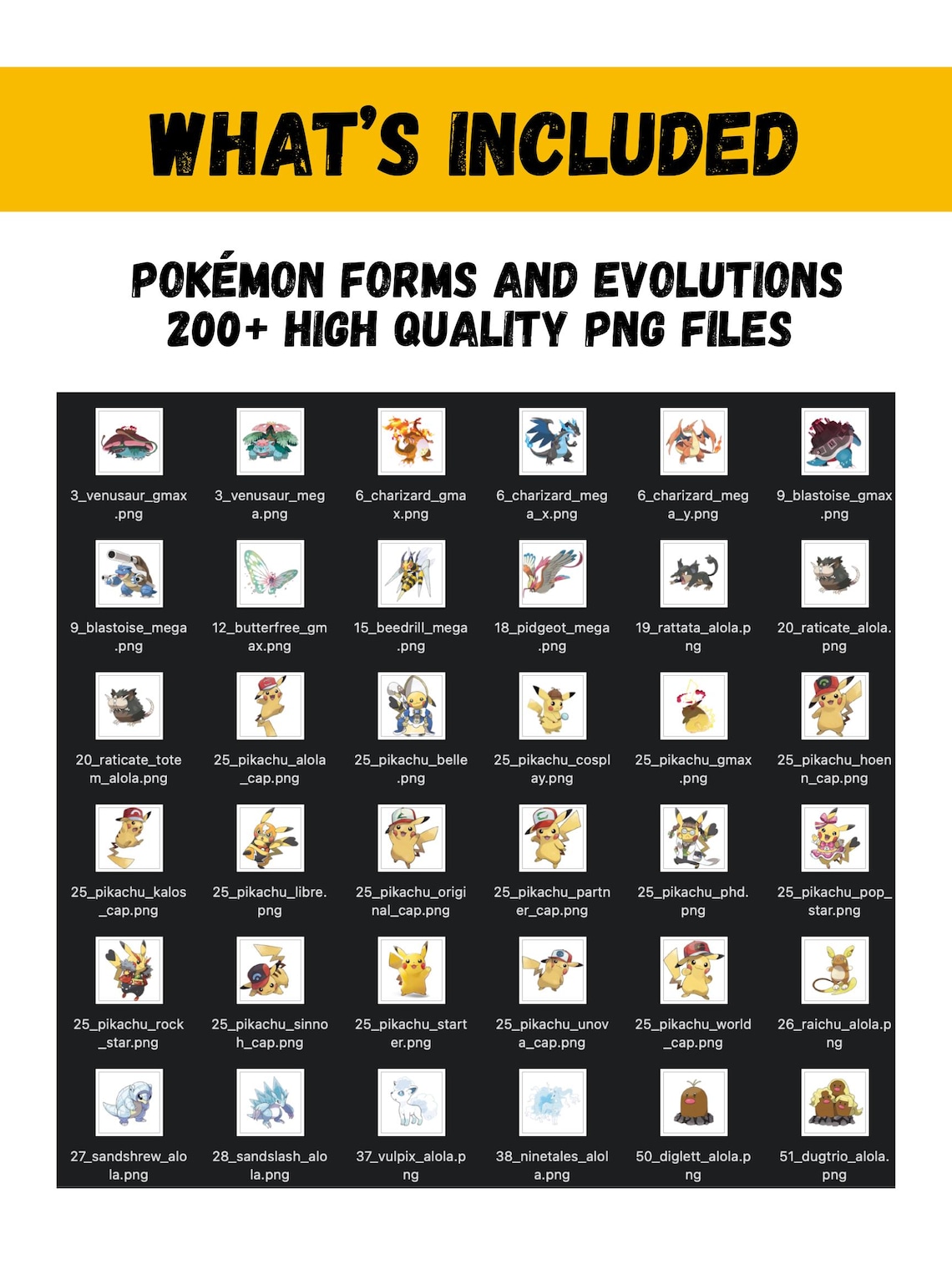 200+ Pokémon PNG Bundle All Forms and Evolutions: Transparent PNG ...