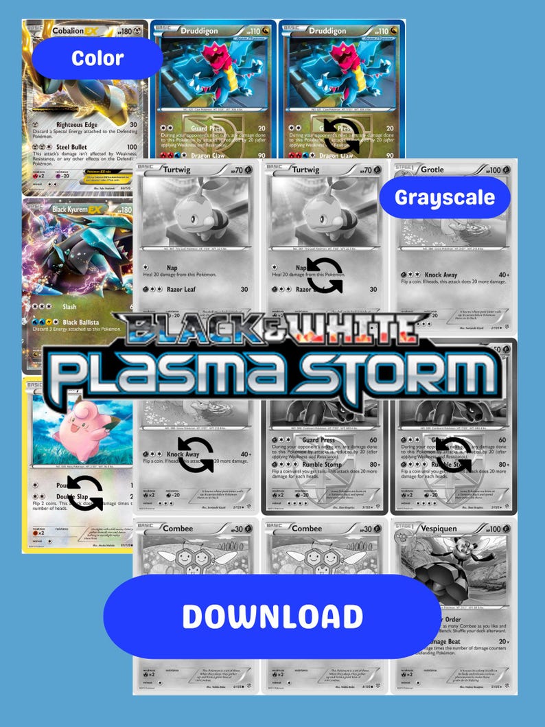 Black & White: Plasma Storm Printable Master Set Binder Placeholders ...