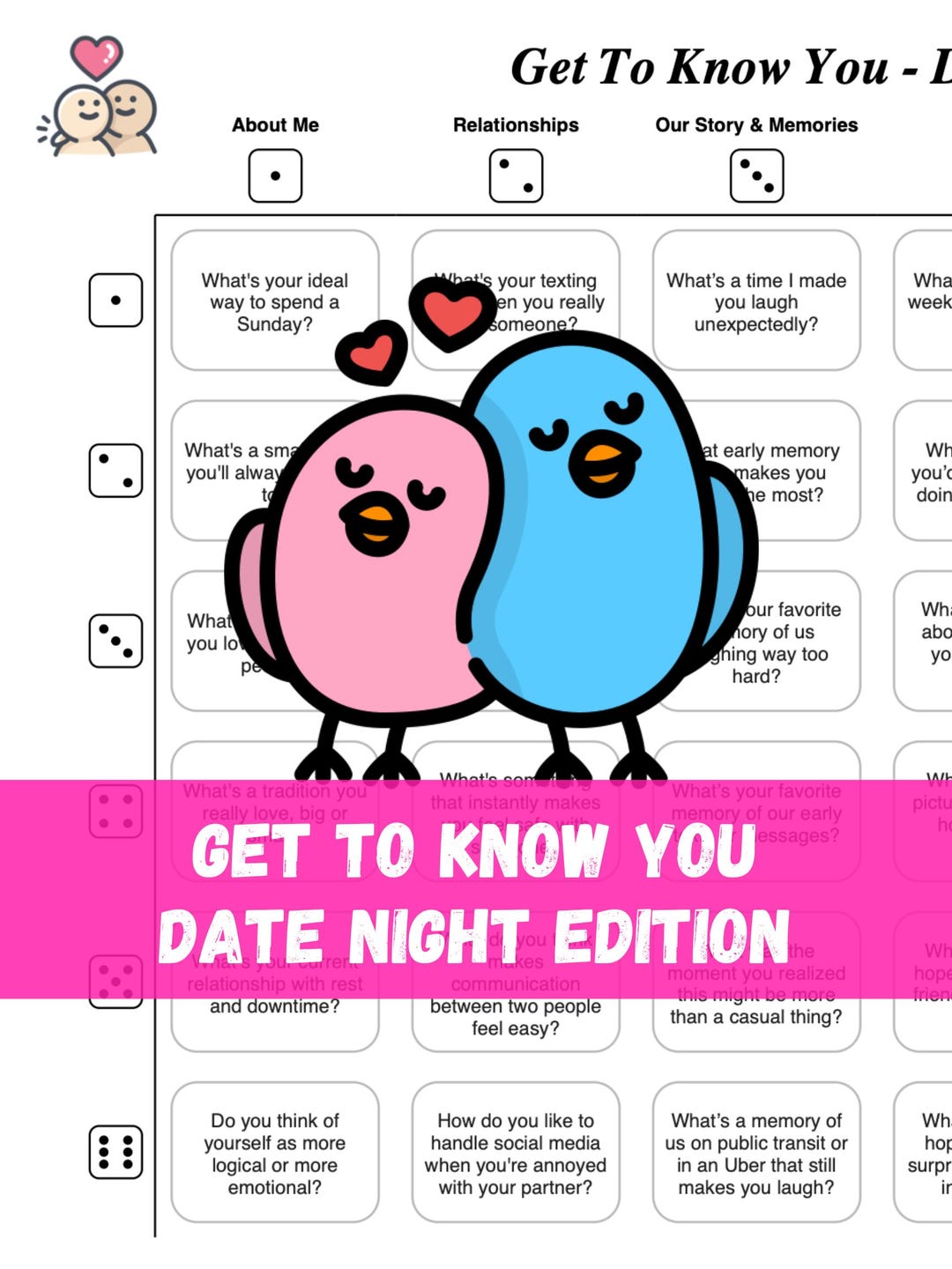 Dicebreaker Icebreaker Game Date Night Edition, Roll and Tell Couples ...