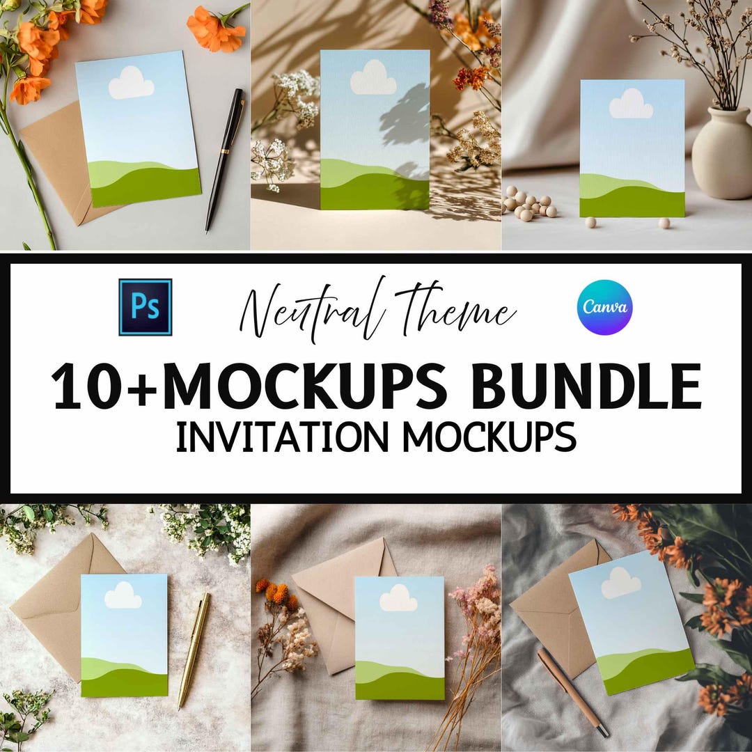 Wedding Invitation Mockups, Printify Mockups, Canva Templates, Psd ...