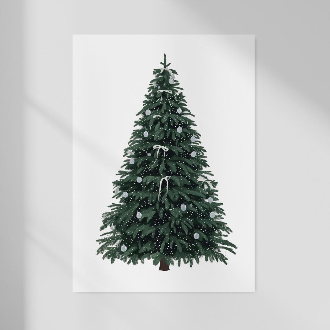 Colored Pencil Christmas Tree Printable Art, Holiday Wall Decor ...