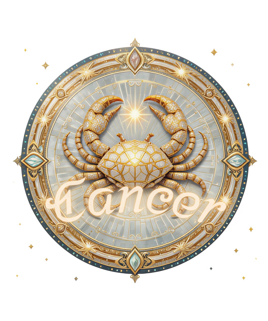 Art Deco Cancer Zodiac PNG, Gold Frame Astrology Art (digital Download ...