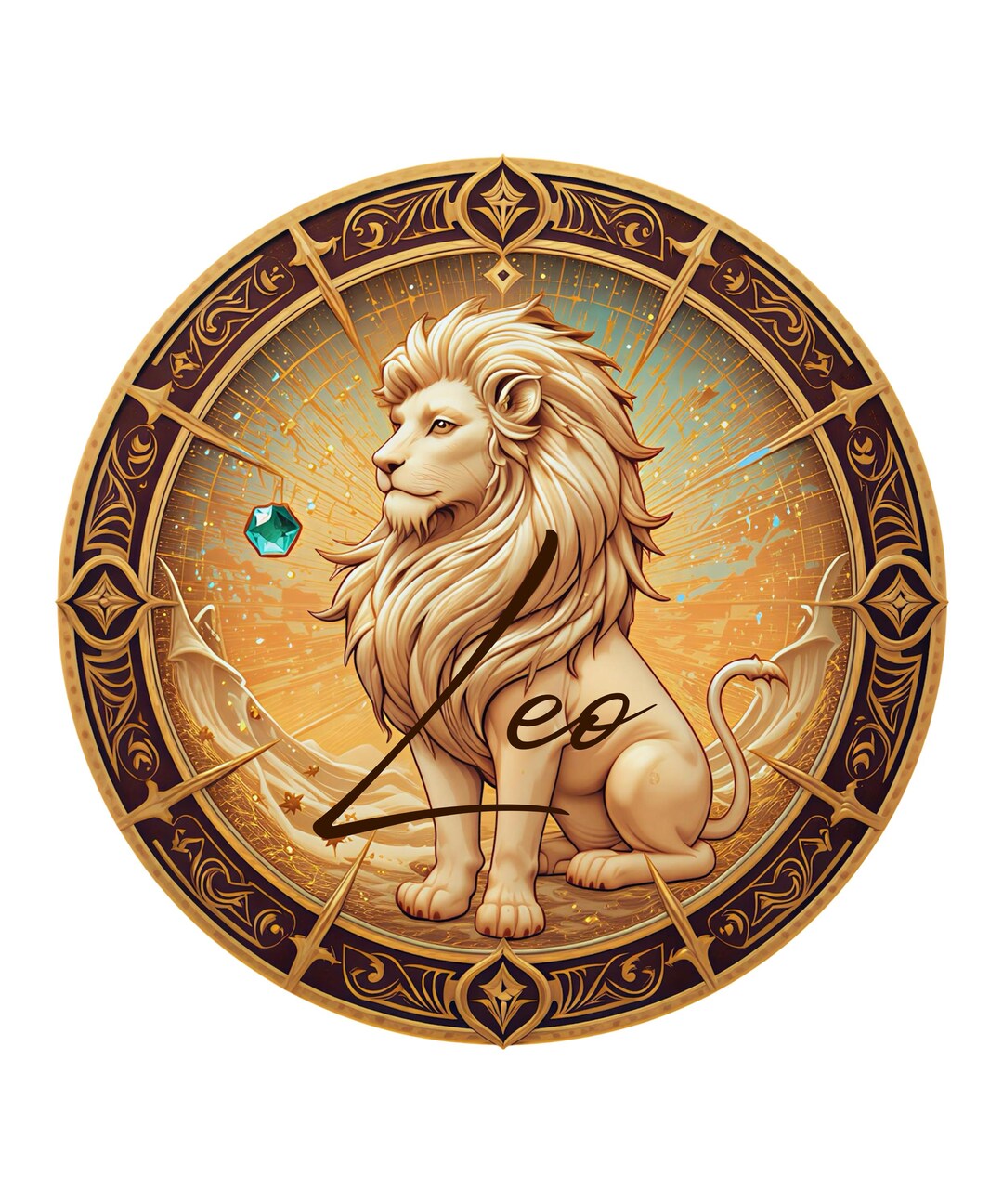 Art Deco Leo Zodiac Sign, Luxury Astrology Lion Clipart (PNG Digital ...