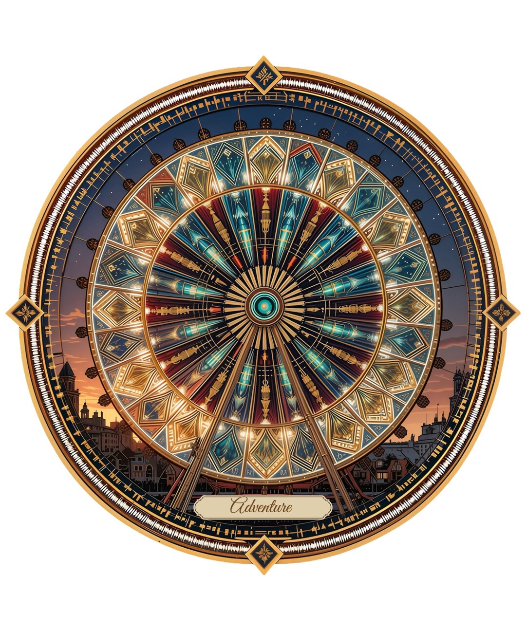 Art Deco Ferris Whee, PNG Clipart, Luxury Cityscape Digital Art Print ...