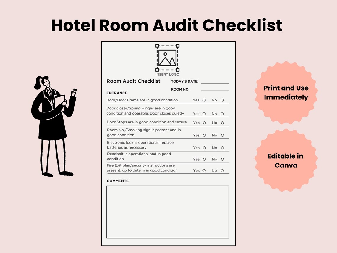Hotel Room Audit Checklist | Hospitality Operations Template | Airbnb ...