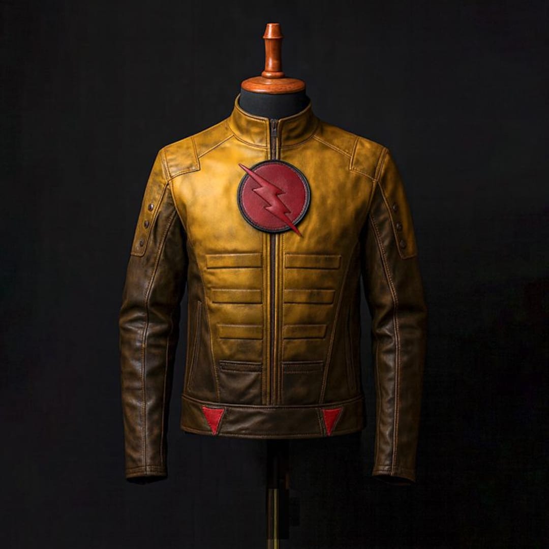 Handmade Reverse Flash Leather Jacket | Superhero Inspired Yellow ...