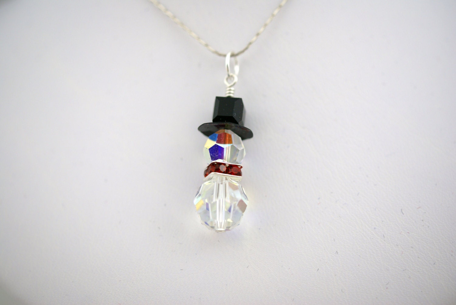 Pendant - Swarovski Crystal Snowman Pendant W Red or Green Scarf - Etsy