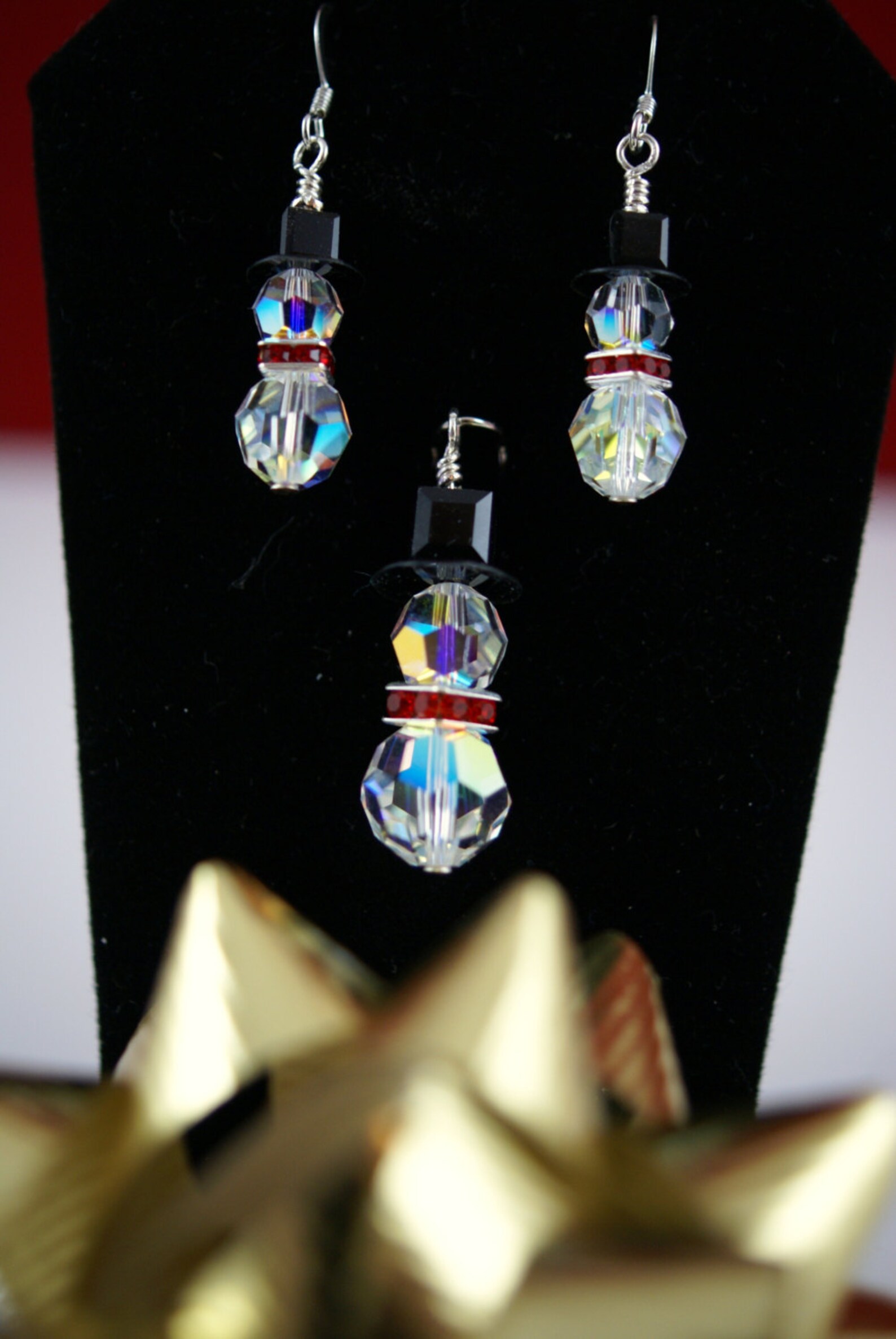Pendant - Swarovski Crystal Snowman Pendant W Red or Green Scarf - Etsy