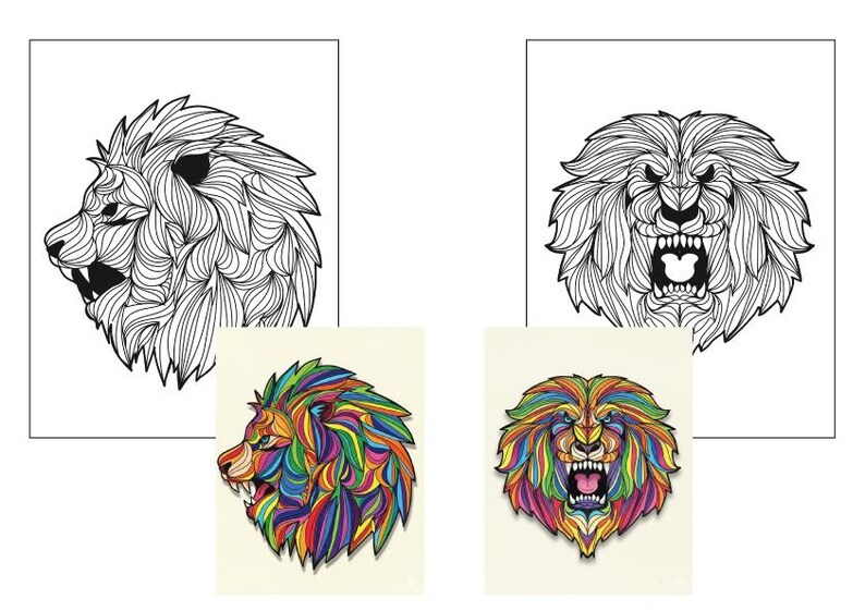 5 Lion Mandala Coloring Pages | Printable Digital Download | Fierce ...