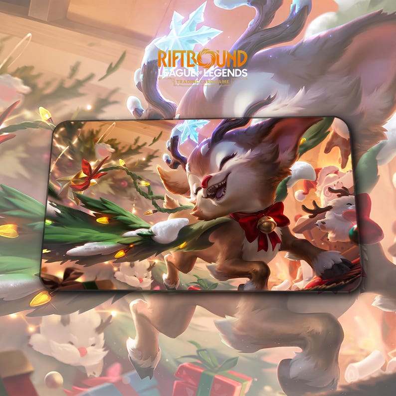 Playmat – Smolder Reindeer Christmas – Riftbound LOL TCG Game Mat 24x14 ...