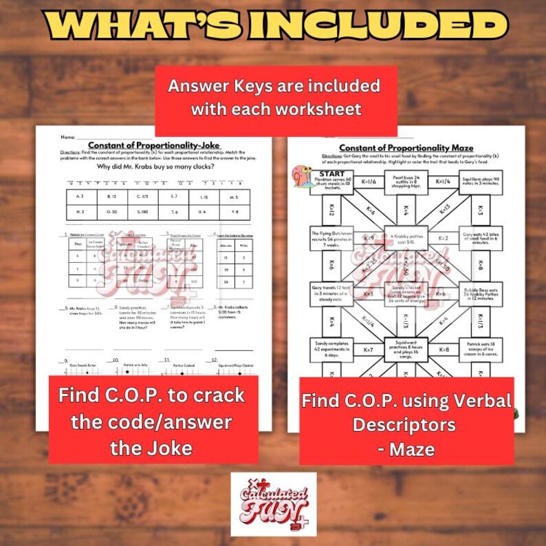 Constant of Proportionality Spongebob Themed Math Worksheet Bundle ...