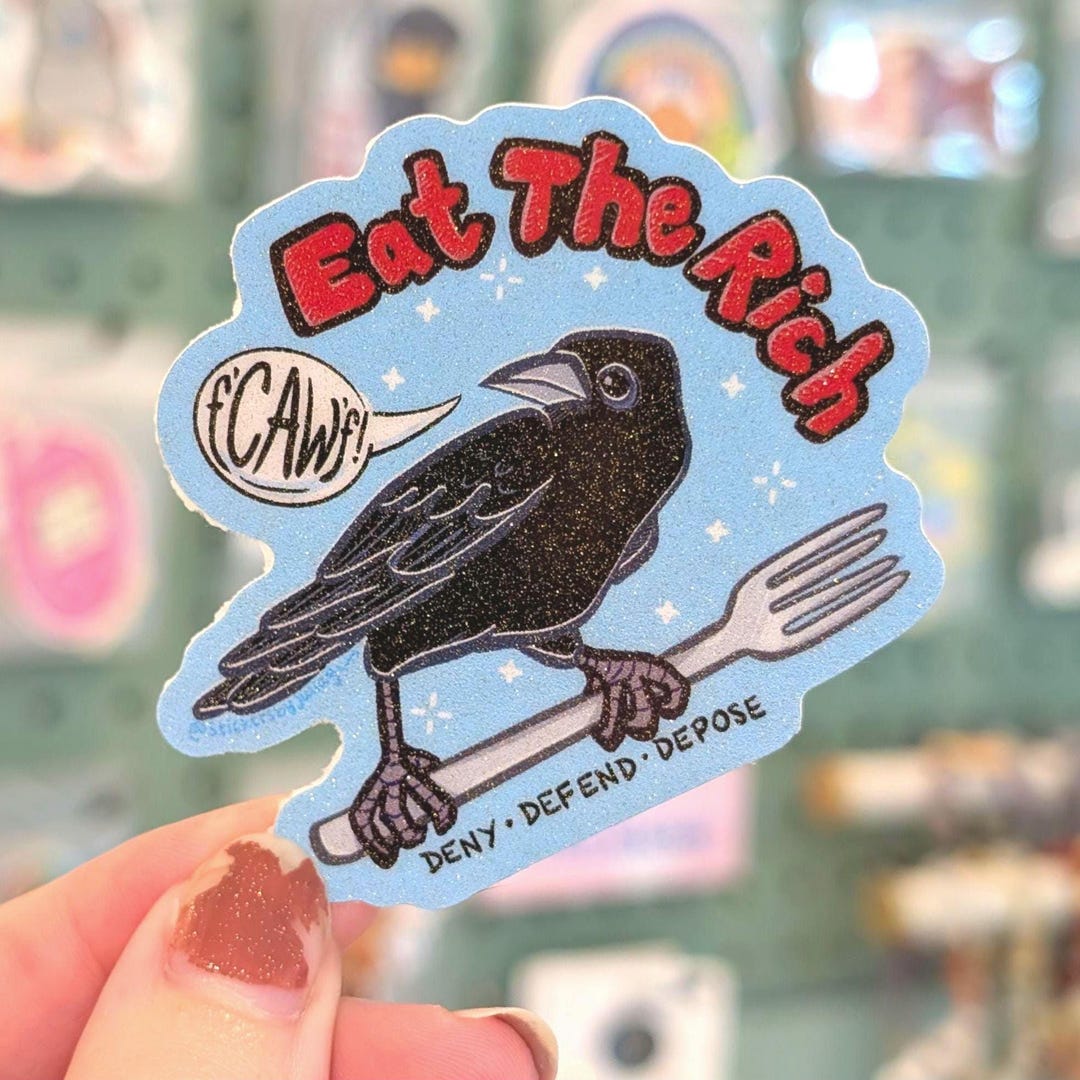 Eat the Rich Crow Vinyl Sticker - Weatherproof Decal - Etsy