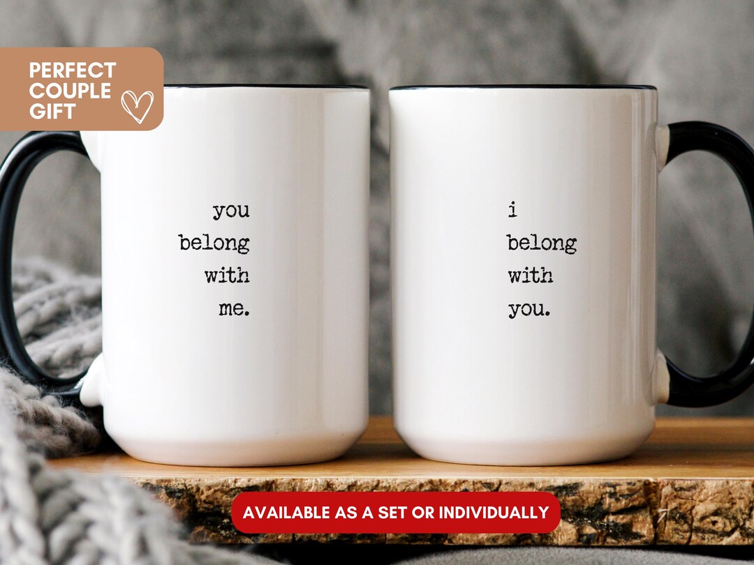 Personalized Match Couple Set Mug, Custom Engagement Valentines Wedding ...