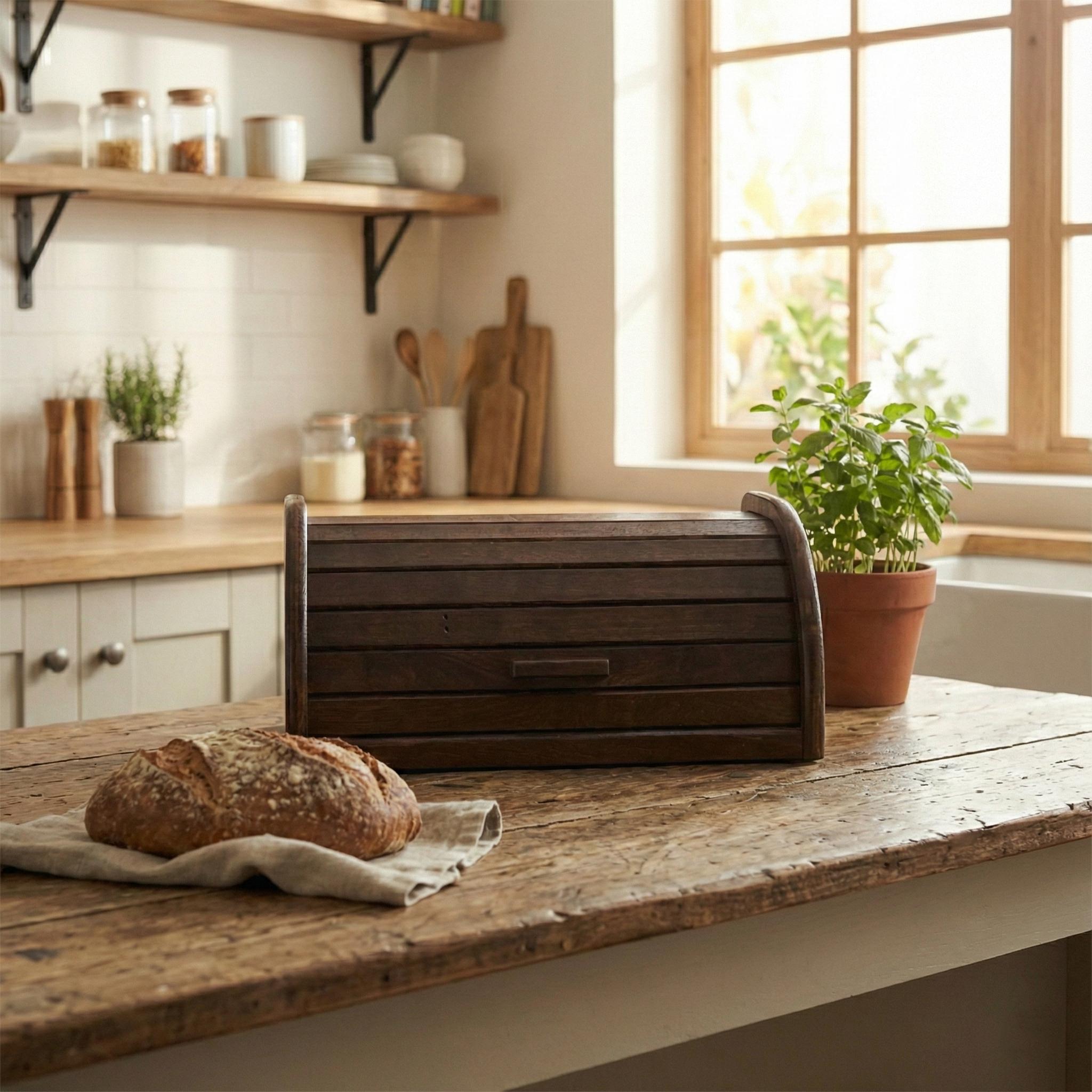 Handmade Wood Bread Box 40.5х30.5х20.5 см (16×12×8 Inch), Chocolate ...