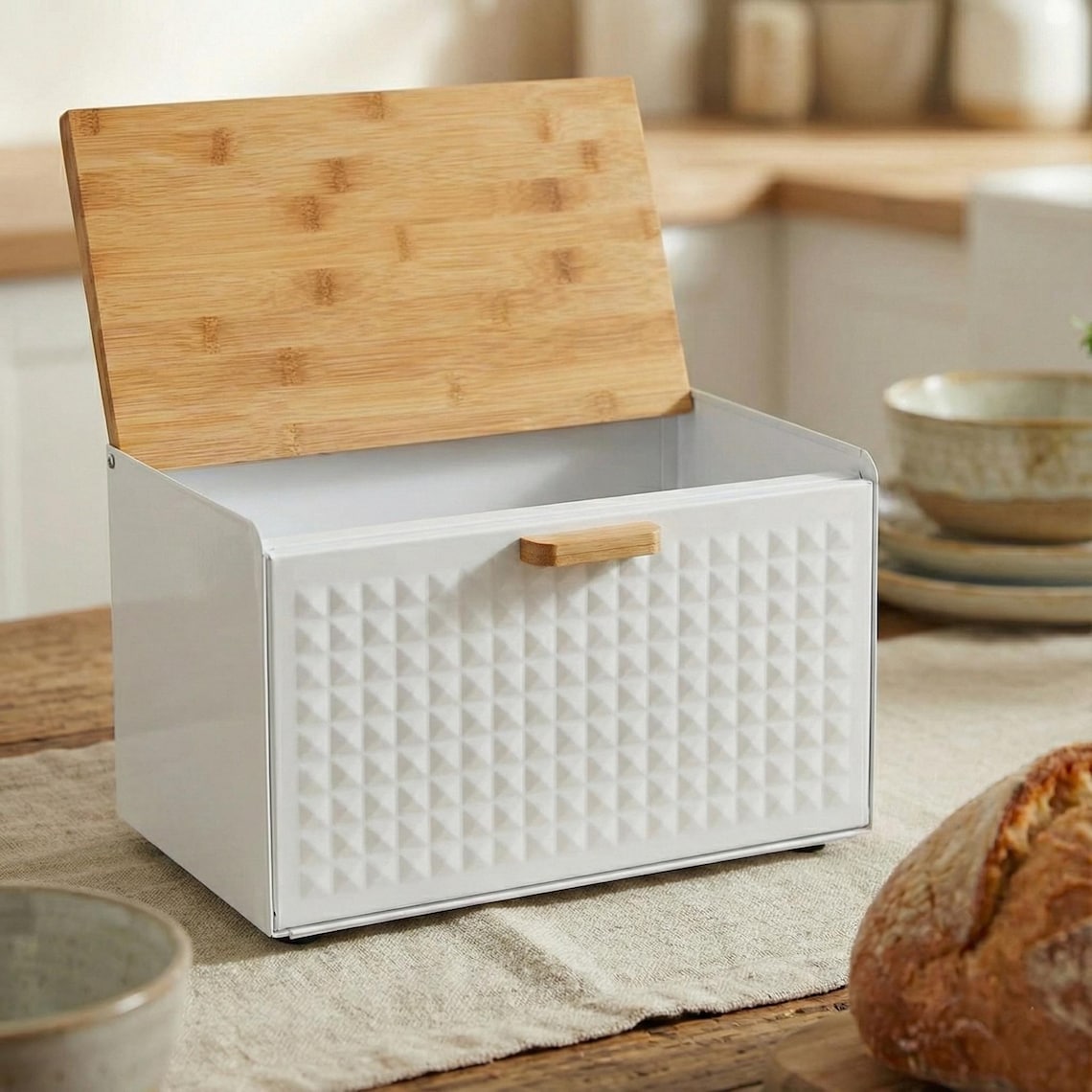 Scandinavian Bread Box With Bamboo Lid - Etsy