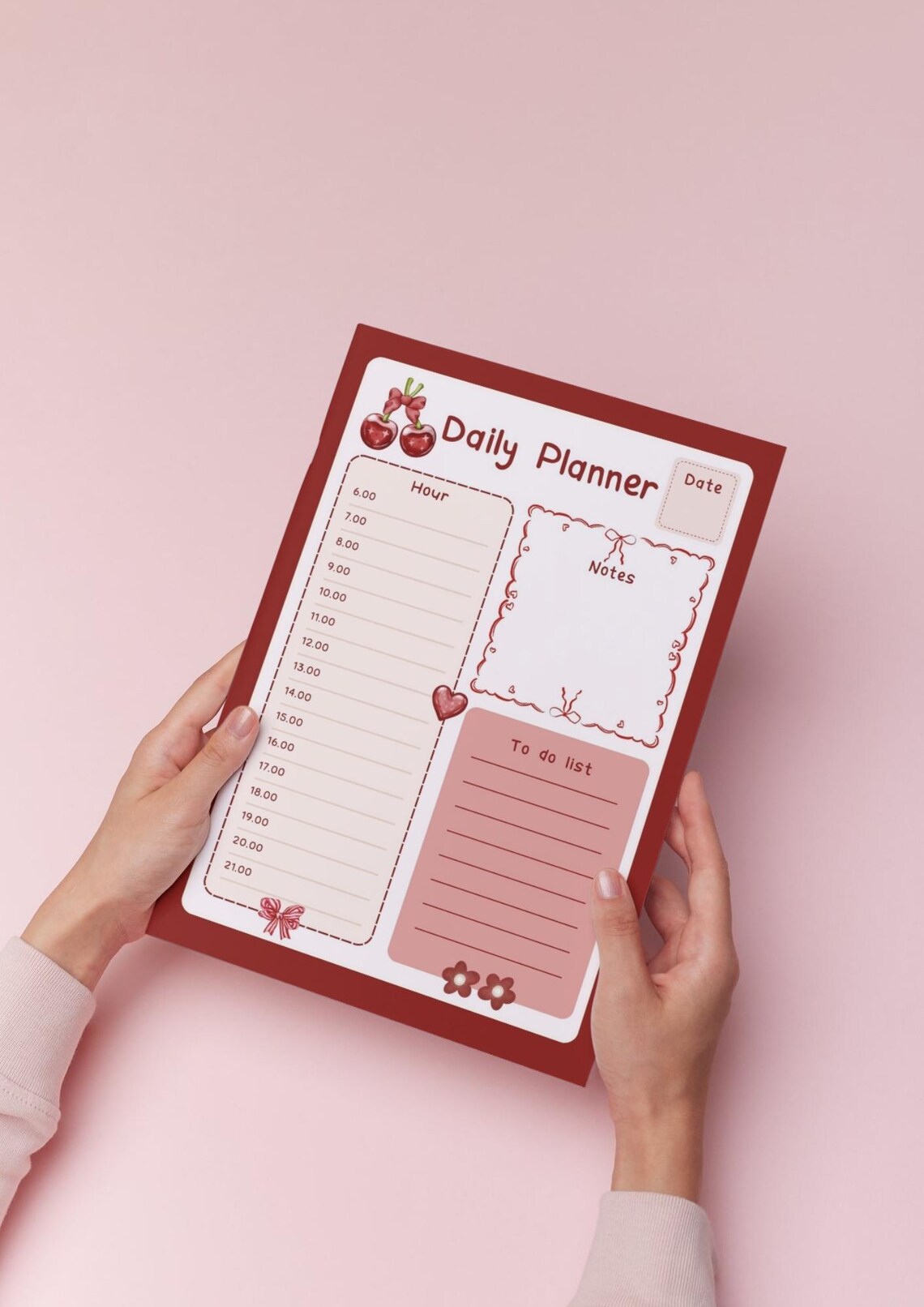 Cherry Daily Planner: Printable To-do List, Notes (PDF) - Etsy