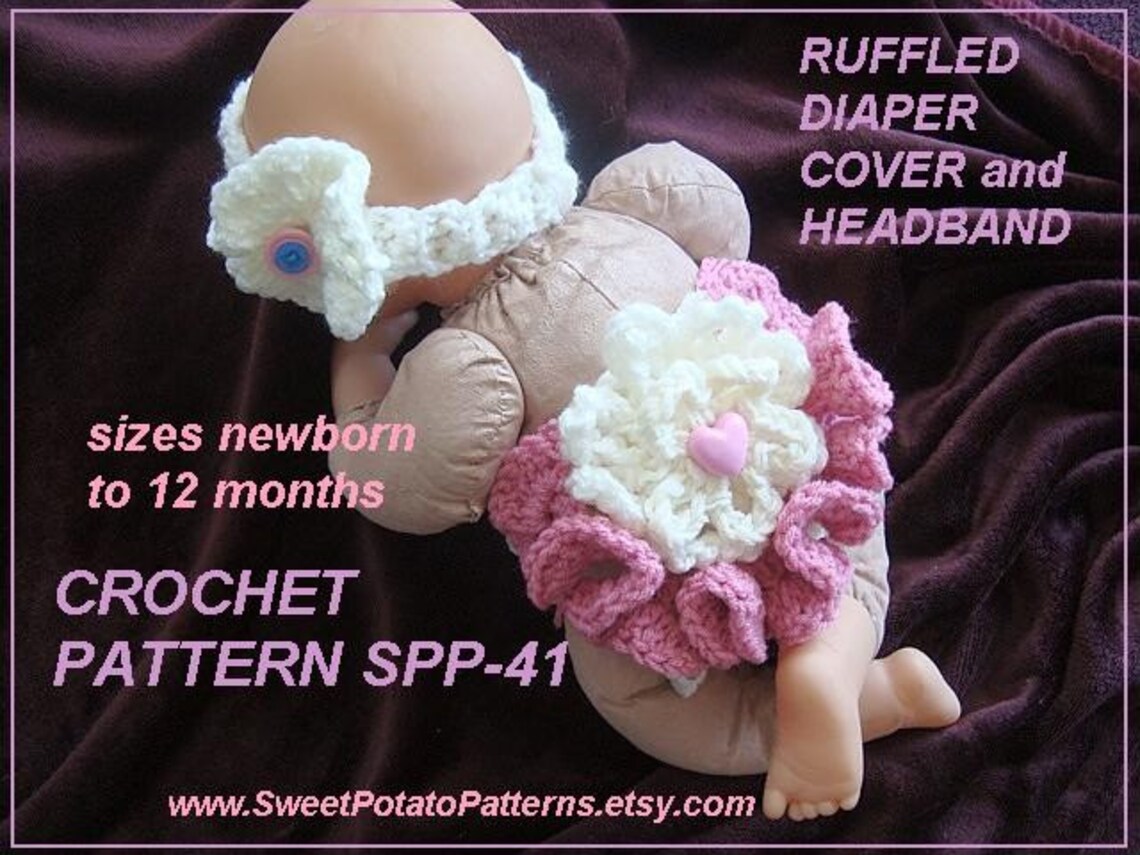 Instant Download PDF Ruffled Diaper Cover Crochet Pattern With Headband ...