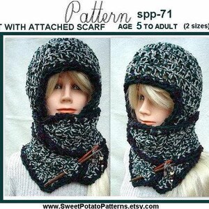 Instant Download PDF Crochet Pattern Schoodie Hat With - Etsy