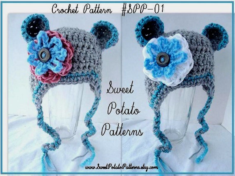 Crochet Hat Pattern Little Monkey Ears Hat SPP01 Sweetpotatopatterns ...