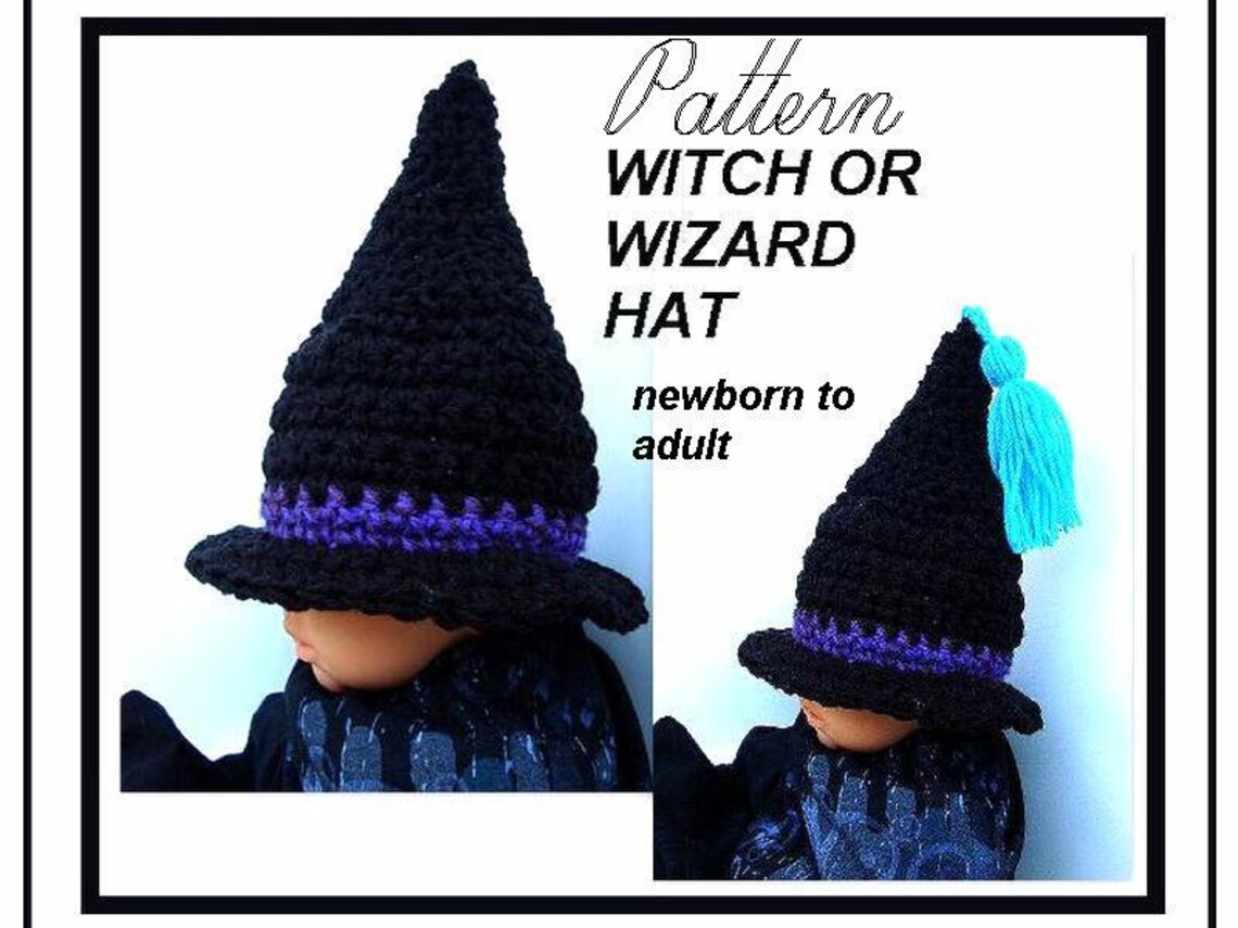 Instant Download PDF Crochet Pattern WITCH, or WIZARD Hat Spp84, Hats ...