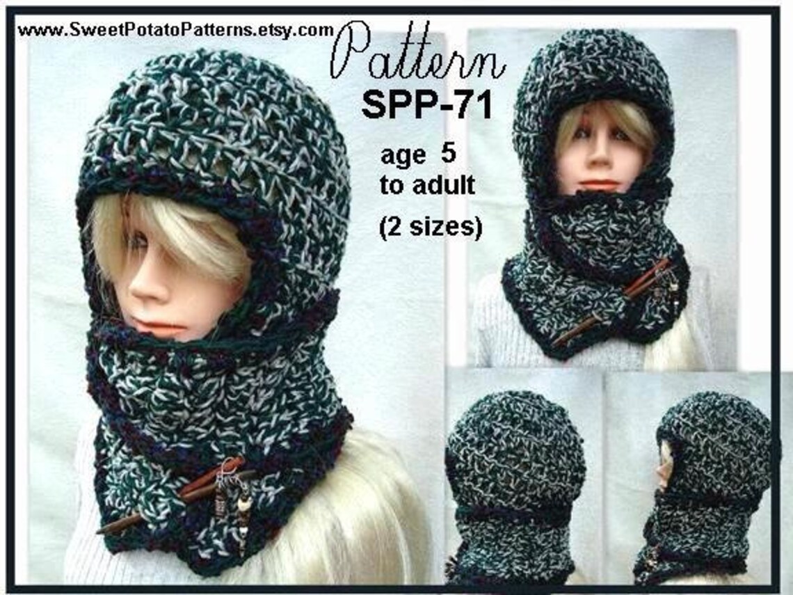 Instant Download PDF Crochet Pattern Schoodie Hat With - Etsy
