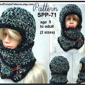 Instant Download PDF Crochet Pattern Schoodie Hat With - Etsy