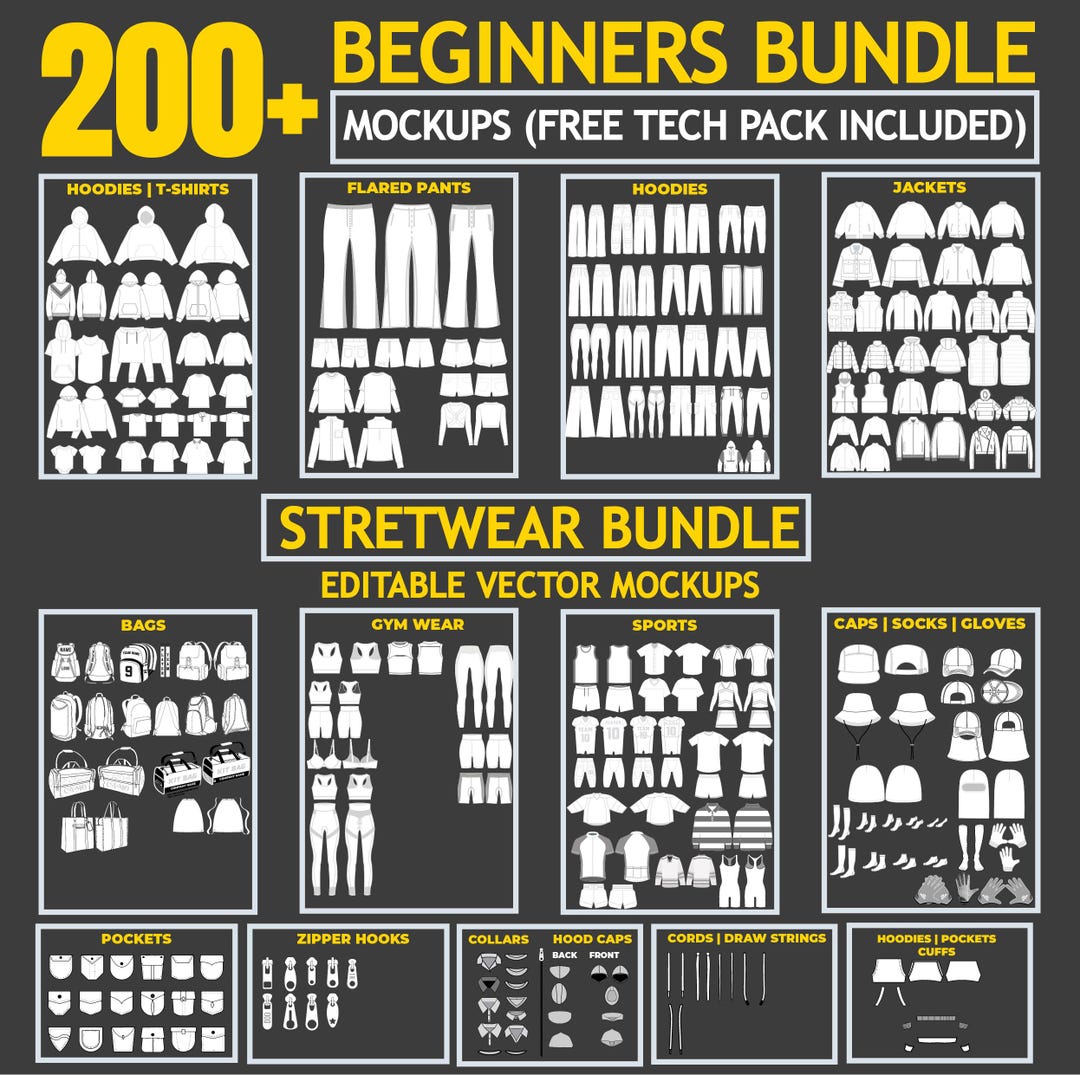 200+ Streetwear Activewear Mockups Vector Templates & Free Tech Pack ...