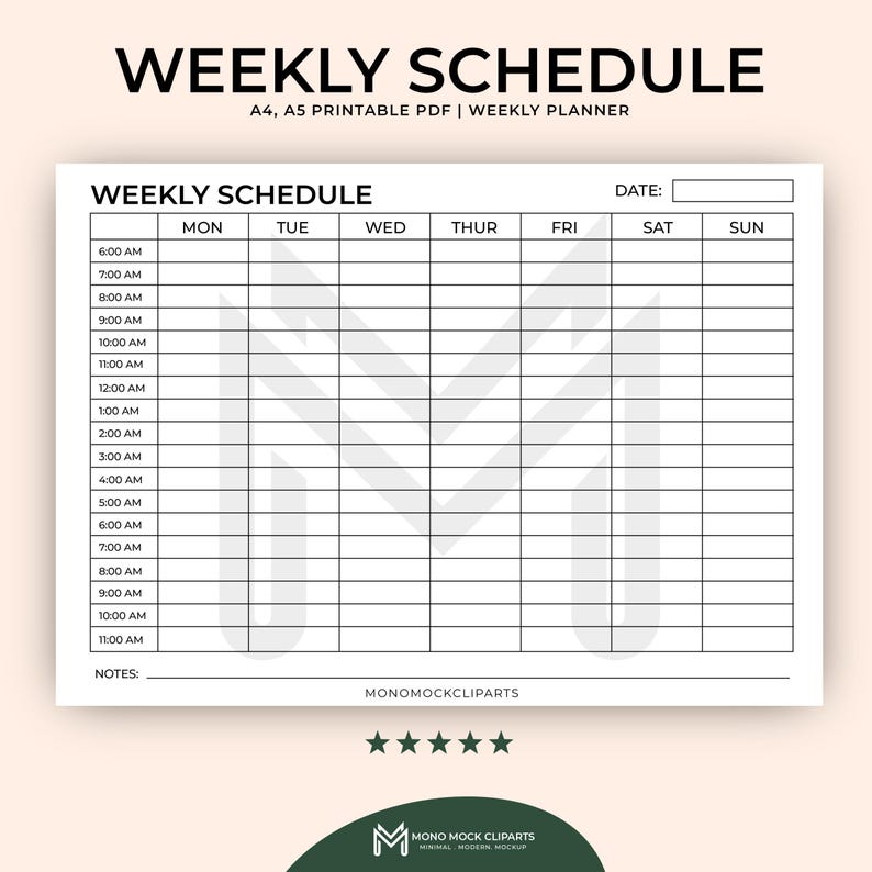 Weekly Planner Printable – Minimalist Weekly Planner Template PDF ...