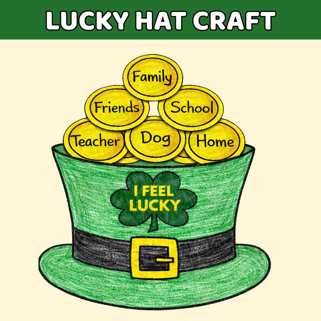 Lucky Hat Craft Printable, St Patricks Day Craft for Kids, Gratitude ...