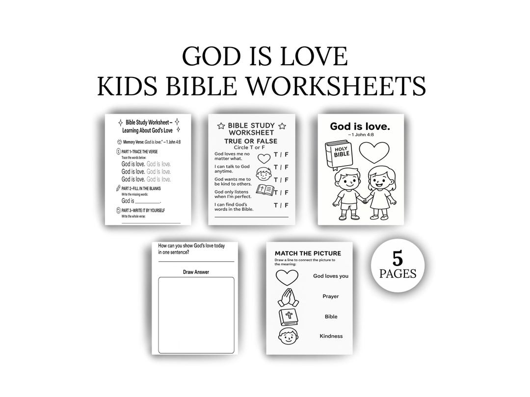 God is Love Bible Worksheets for Kids | Christian Printable Activities ...