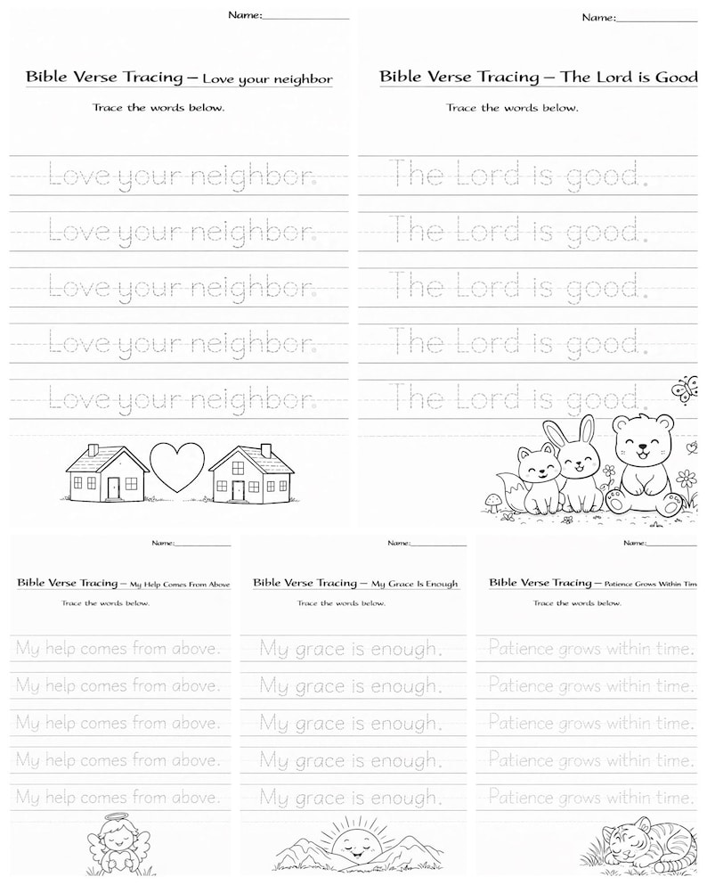 Bible Verse Tracing Worksheets | Christian Handwriting Practice (20 ...