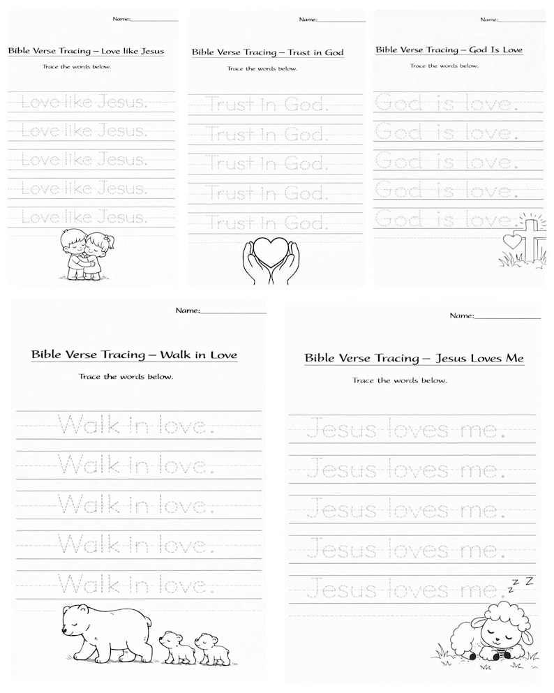 Bible Verse Tracing Worksheets | Christian Handwriting Practice (20 ...