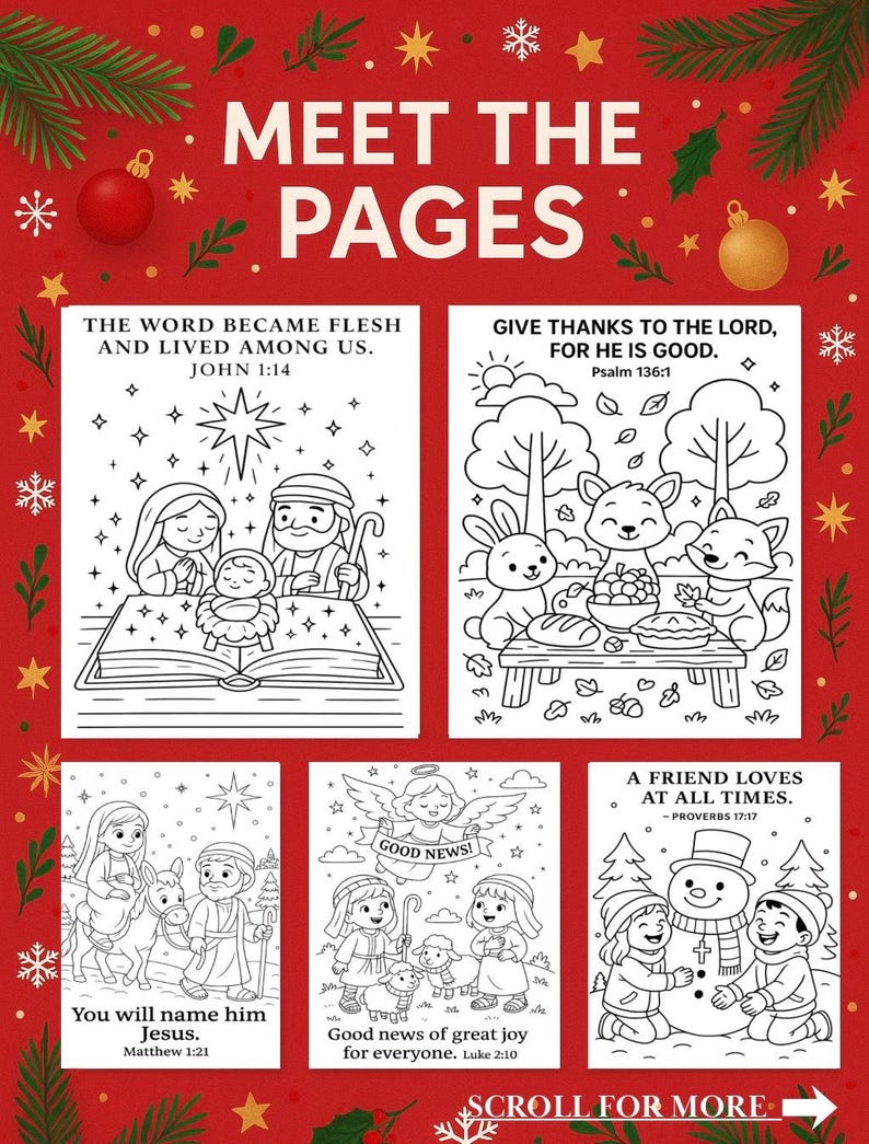90 Coloring Pages: Christian Christmas Bible Themed - Etsy