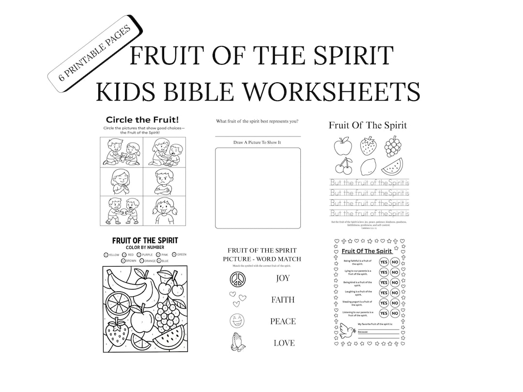 Fruit of the Spirit Bible Worksheets for Kids | Christian Printable ...