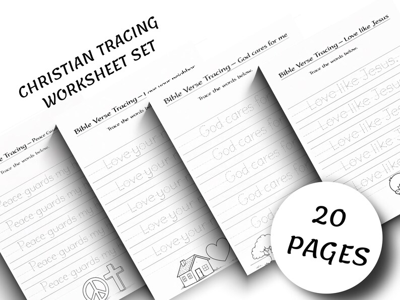 Bible Verse Tracing Worksheets | Christian Handwriting Practice (20 ...
