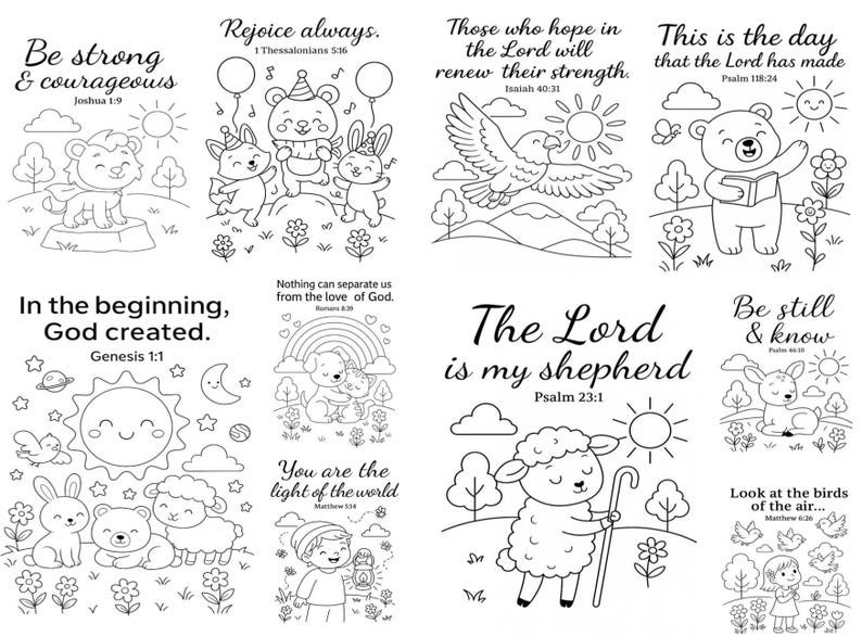 10 Animal Themed Bible Verse Printable Coloring Pages - Etsy