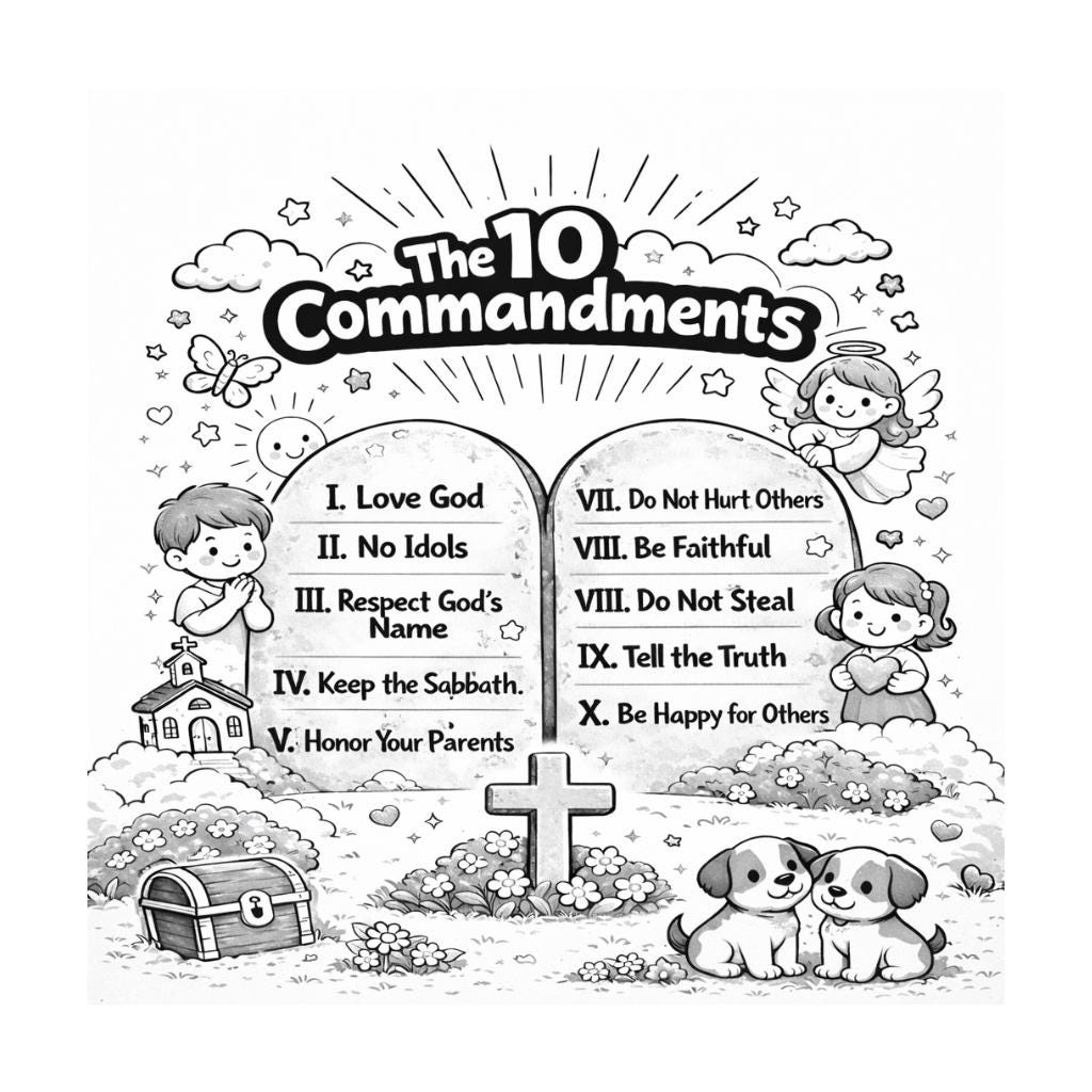 Educational Bible Kids Printable - "the Ten Commandments" - Etsy