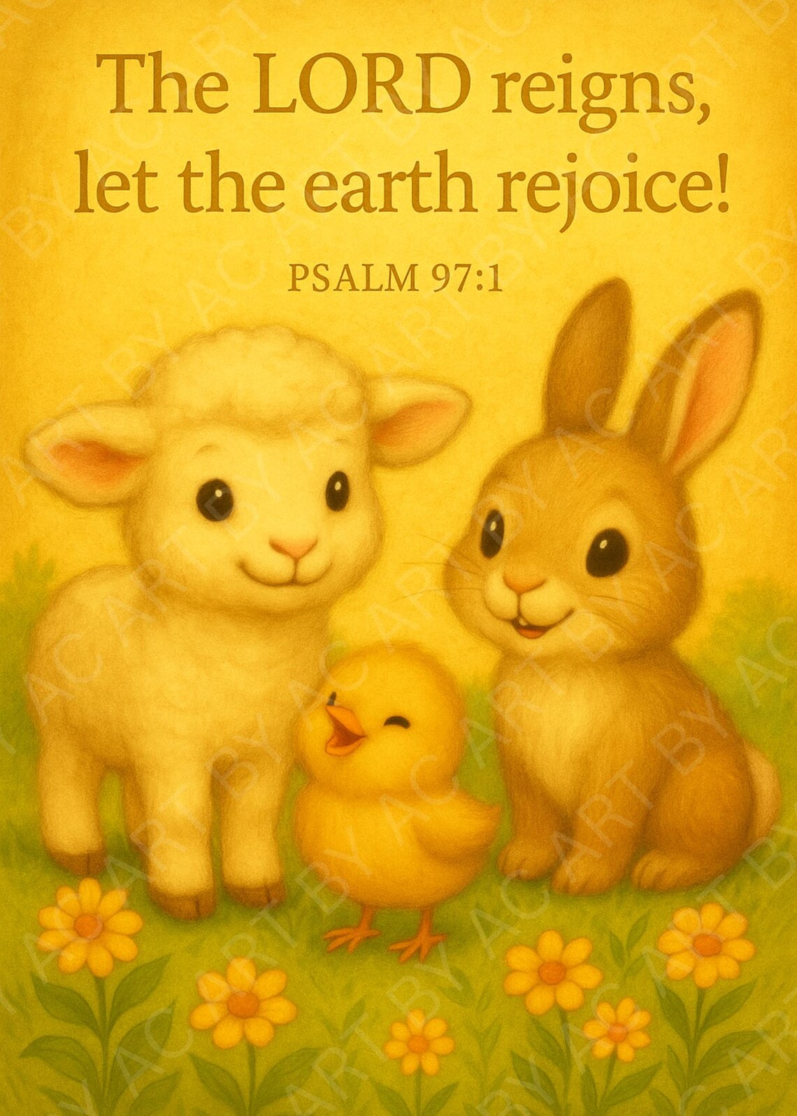 Cartoon Animal Bible Verse Print – Psalm 97:1 - Etsy