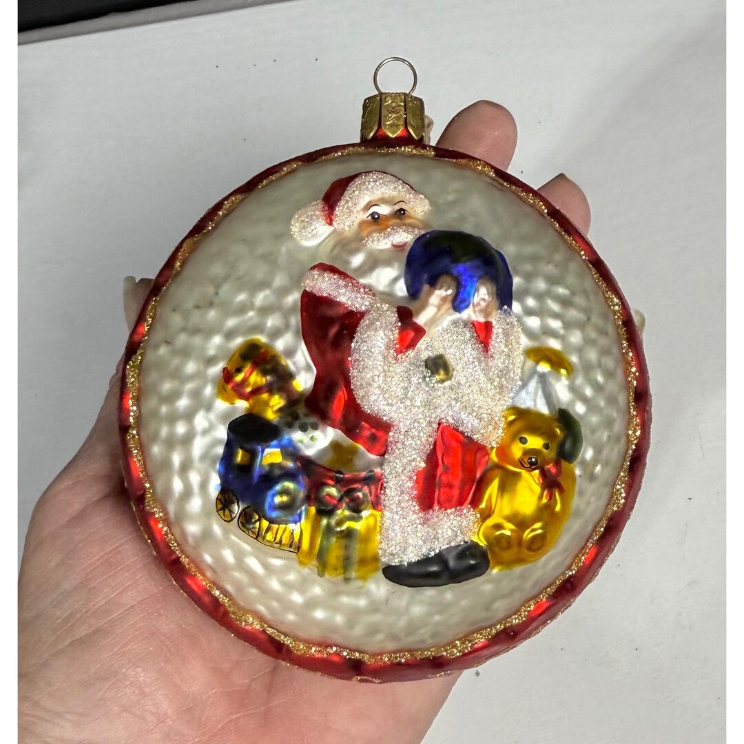 Waterford Glass Santa Claus With Gifts Christmas Ornament Round Gold ...