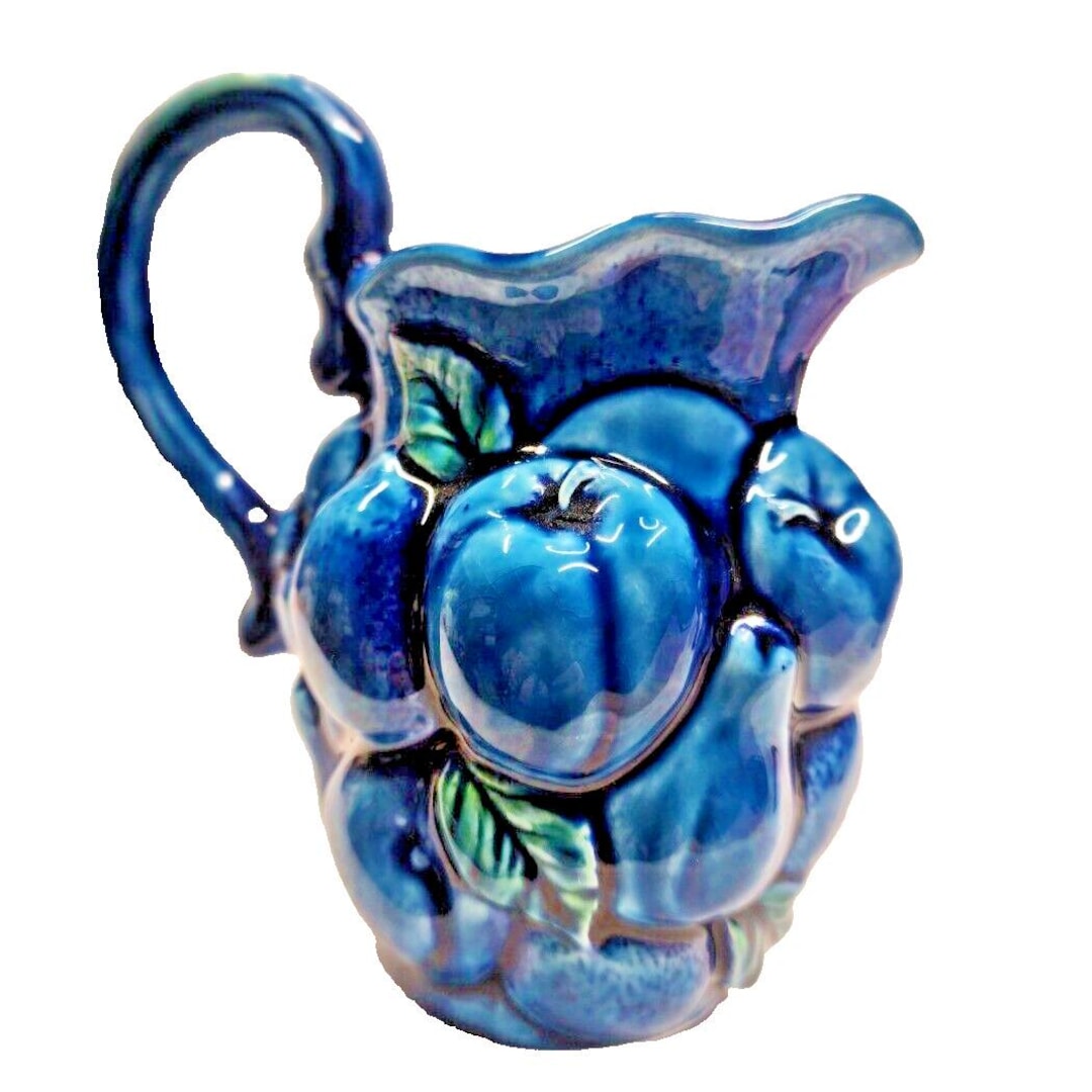 Vintage Inarco Mood Indigo Blue Creamer Embossed Fruit Made in Japan - Etsy