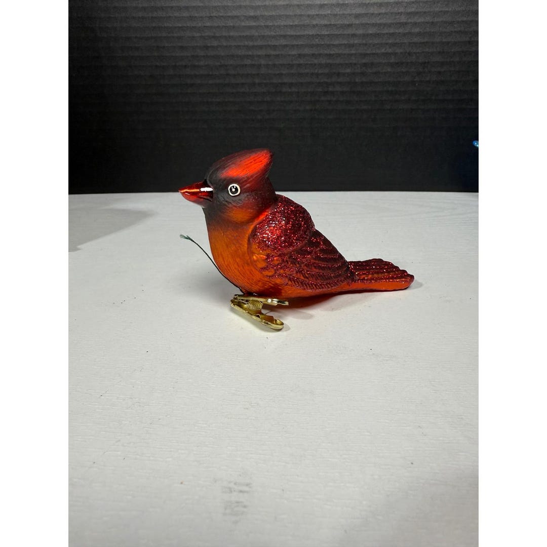 OWC Red Glitter Cardinal Bird Ornament Clip on Christmas Tree Holiday ...