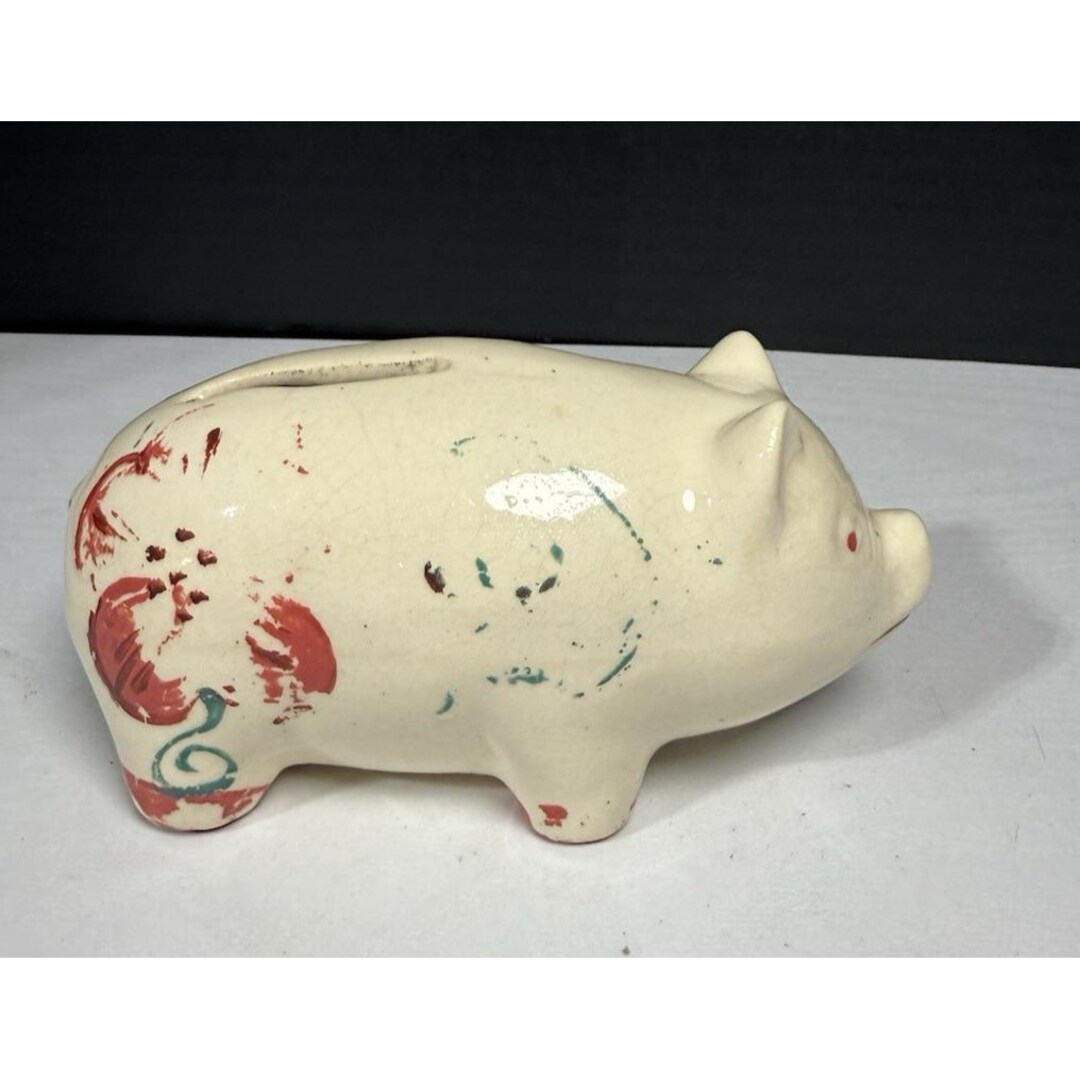 Vintage Ceramic Smash Piggy Bank Red Flowers Break Open Style - Etsy