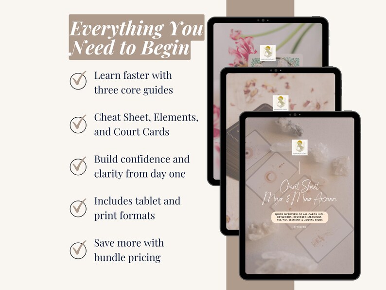 Tarot Beginner Starter Pack • Cheat Sheet + Elements + Court Cards ...