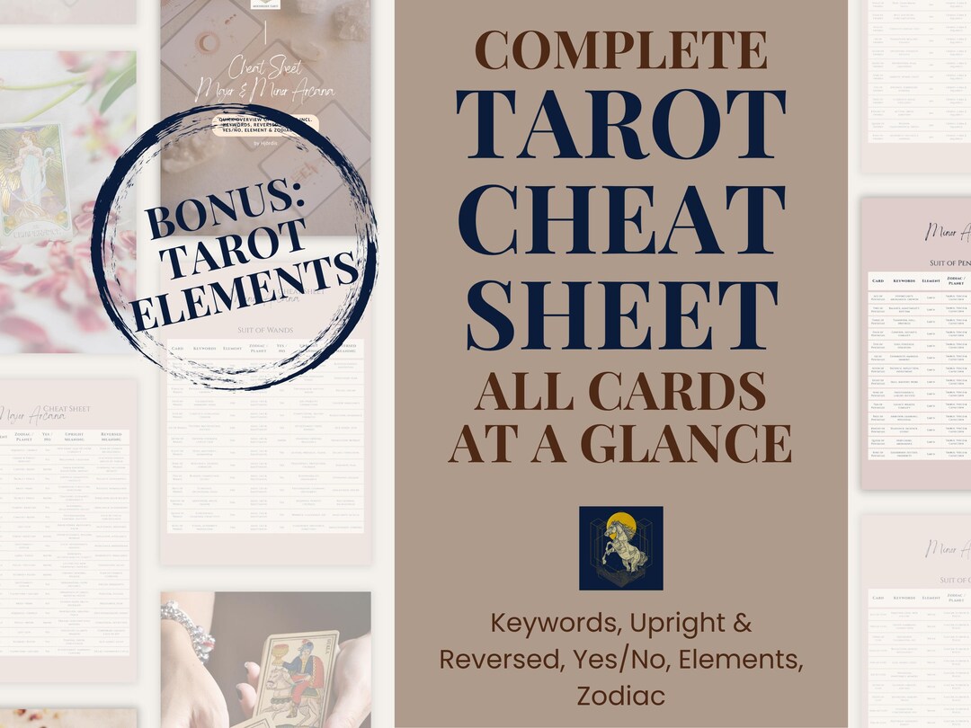 Tarot Cheat Sheet Printable | 78 Cards Meanings | Major & Minor Arcana ...
