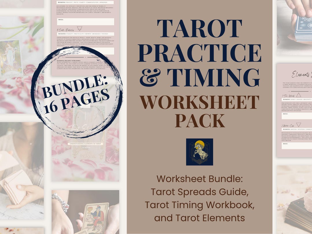 Tarot Practice & Timing Worksheets • Spreads Guide + Timing Workbook ...