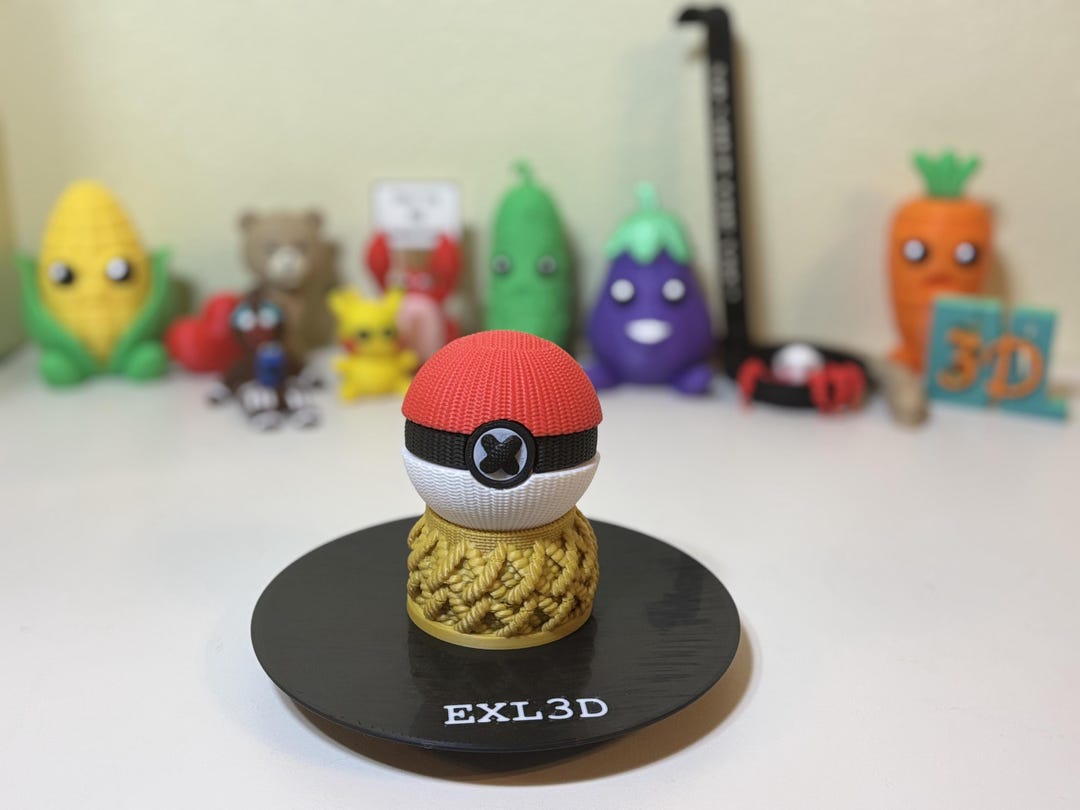 3D Printed Knit-look Pokeball | Crochet Pokemon | Unique Gamer Gift ...